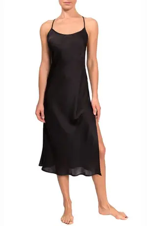 EVERYDAY RITUAL Sloan T-back Midi Nightgown - Black