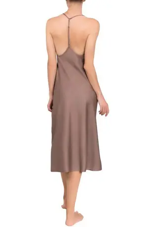 EVERYDAY RITUAL Sloan T-back Midi Nightgown - Chocolate