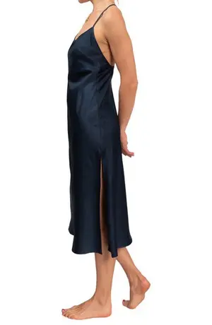 EVERYDAY RITUAL Sloan T-back Midi Nightgown - Inky Blue