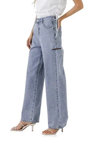 GREY LAB High-rise Cutout Jeans