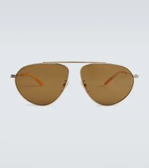 Gucci Metal Frame Aviator Sunglasses - Gold