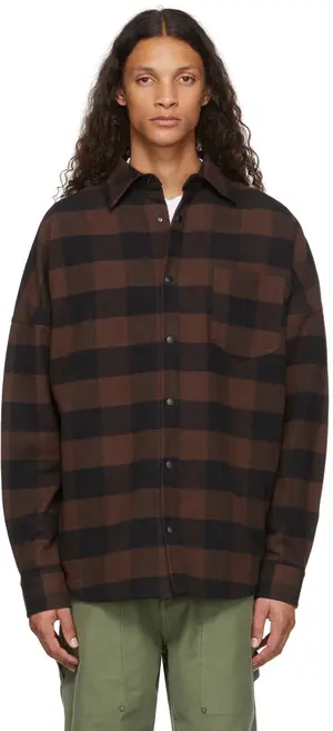 Palm Angels Palm Angels Brown & Black Classic Logo Overshirt - Grey