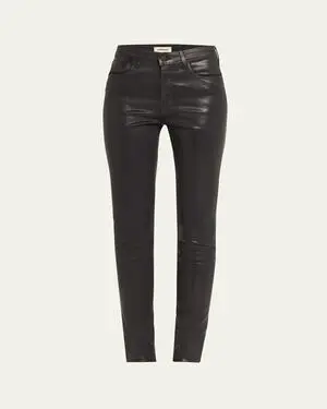 L'AGENCE Marguerite Coated High-rise Skinny Jeans - Black