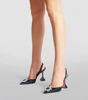 Amina Muaddi Begum 95 Slingback Heels - Black