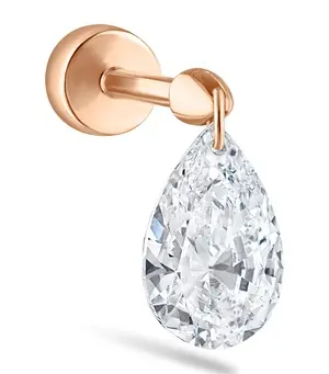 MARIA TASH Floating Pear Diamond Charm Threaded Stud Earring - Rose Gold