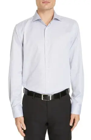 Canali Regular Fit Print Dress Shirt Grey