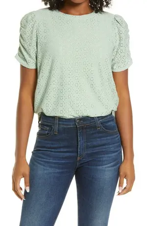 GIBSONLOOK Eyelet Puff Sleeve Top