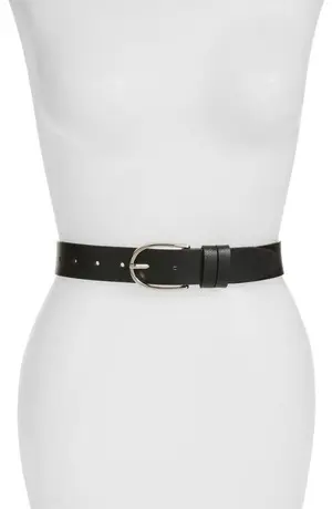 Nordstrom Double Loop Leather Trouser Belt - Black
