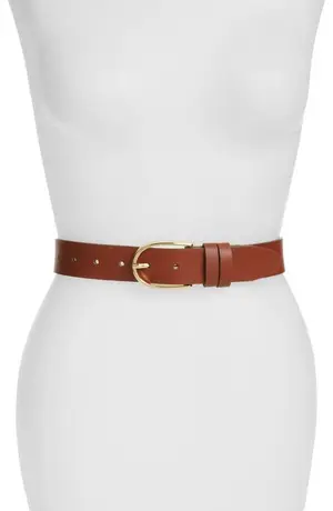 Nordstrom Double Loop Leather Trouser Belt - Cognac
