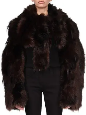 Givenchy Givenchy Cropped Faux Fur Jacket - Brown Black
