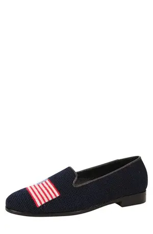 BYPAIGE Needlepoint American Flag Flat - Navy