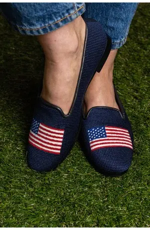 BYPAIGE Needlepoint American Flag Flat - Navy