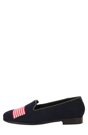 BYPAIGE Needlepoint American Flag Flat - Navy