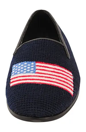 BYPAIGE Needlepoint American Flag Flat - Navy
