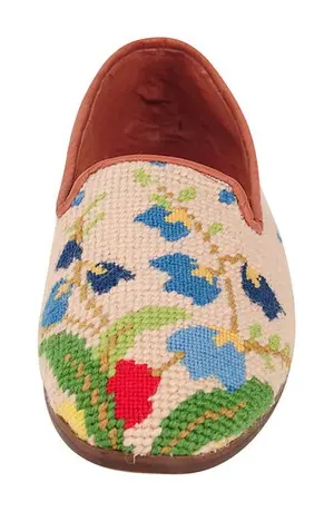 BYPAIGE By Paige Needlepoint Bluebell Bouquet Flats - Sand/blue