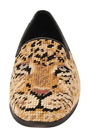 BYPAIGE By Paige Needlepoint Big Cat Flat - Black