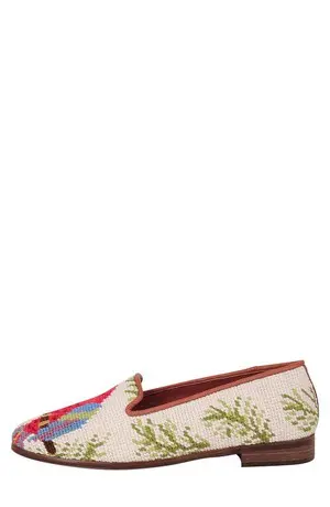 BYPAIGE By Paige Needlepoint Parrot Flat - Tan Multi