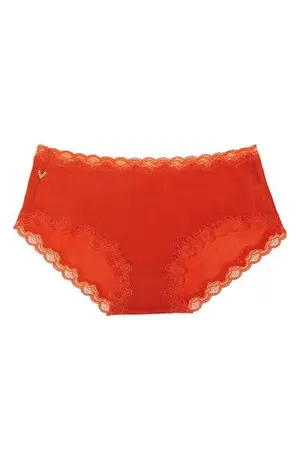 Uwila Warrior Soft Silk Lace Trim Silk Briefs - Spicy Orange