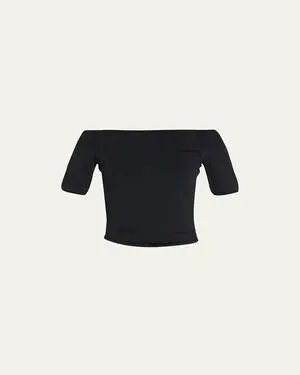 Alexander McQueen Knit Off-the-shoulder Top - Black