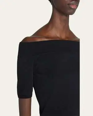 Alexander McQueen Knit Off-the-shoulder Top - Black