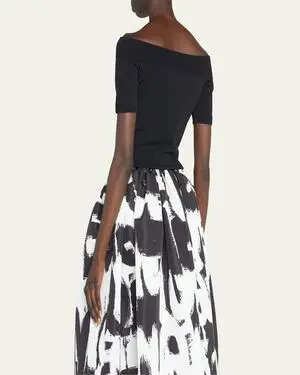 Alexander McQueen Knit Off-the-shoulder Top - Black