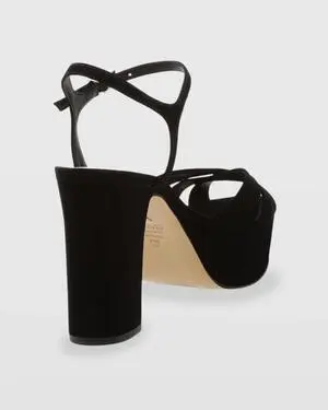 Schutz Keefa Nubuck Platform Sandals - Black