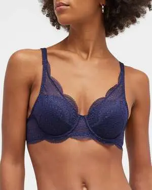 Simone Perele Karma 3d Molded Bra With Triangle Lace Midnight