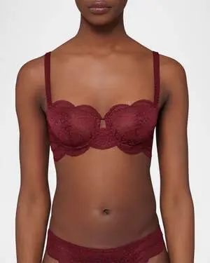 Simone Perele Karma Demi-cup Convertible Lace Bra Spinel Red
