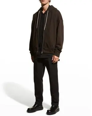 JIL SANDER Men's Full-zip Hoodie - Dark Brown