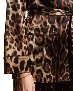 Dolce & Gabbana Belted Leopard-print Pajama Shirt
