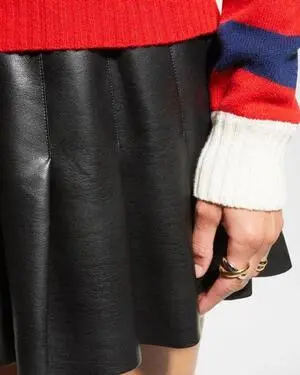 Alice + Olivia Carter Vegan Leather Mini Skirt - Black