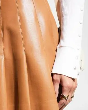 Alice + Olivia Carter Vegan Leather Mini Skirt - Camel