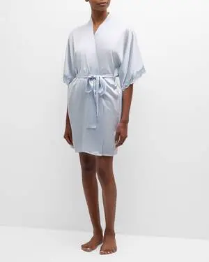 Christine Lingerie Bijoux Short Silk Robe Powder Blue