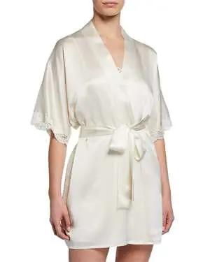 Christine Lingerie Bijoux Short Silk Robe White