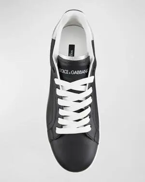 Dolce & Gabbana Leather Low-top Sneakers - Black/silver