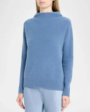 Vince Boiled Cashmere Turtleneck Pullover Blue Slate