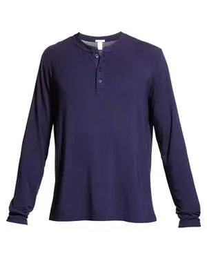 Eberjey Men & Apos;s Henry Long-sleeve Pajama Set True Navy