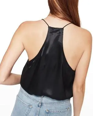 Cami Nyc The Racer Silk Charmeuse Camisole W/ Lace - Black