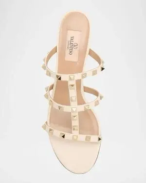 Valentino Garavani Rockstud Caged 60mm Slide Sandals - Ivory