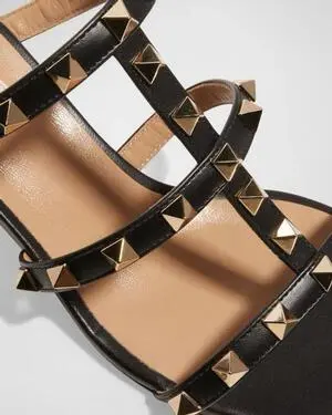 Valentino Garavani Rockstud Caged 60mm Slide Sandals - Nero