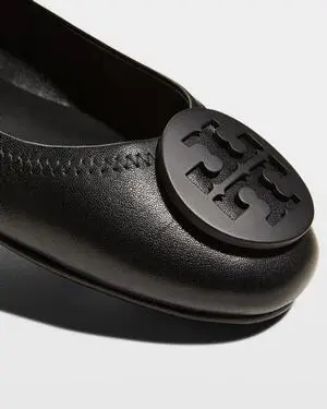 Tory Burch Minnie Leather Ballet Flats - Black