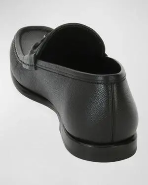 FERRAGAMO Crown Gancini Leather Loafers