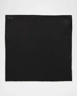 Eton White Silk Pocket Square Black