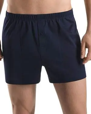 Hanro Men & Apos;s Sporty Mercerized Cotton Boxers Navy