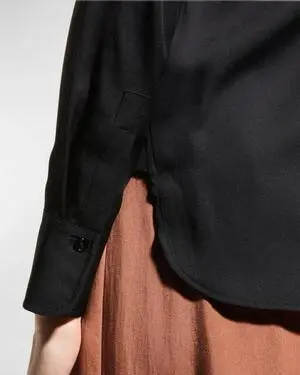 Vince Slim-fit Long-sleeve Stretch-silk Blouse - Black