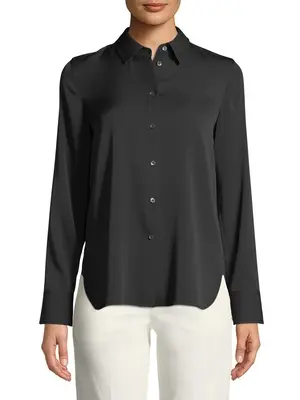 Vince Slim-fit Long-sleeve Stretch-silk Blouse - Coastal