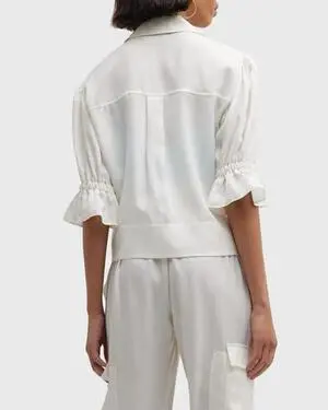 Cinq À Sept Holly Sateen Jacket - Ivory
