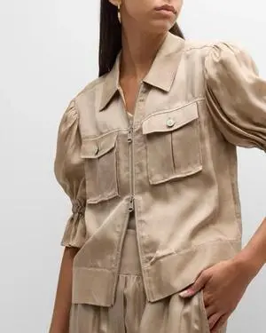 Cinq À Sept Holly Sateen Jacket - Khaki