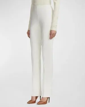 Ralph Lauren Ralph Lauren Collection Alandra Straight-Leg Wool Pants Ivory