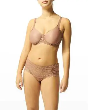 Simone Perele Caresse Lace-trim Minimizer Bra Cocoa Brown